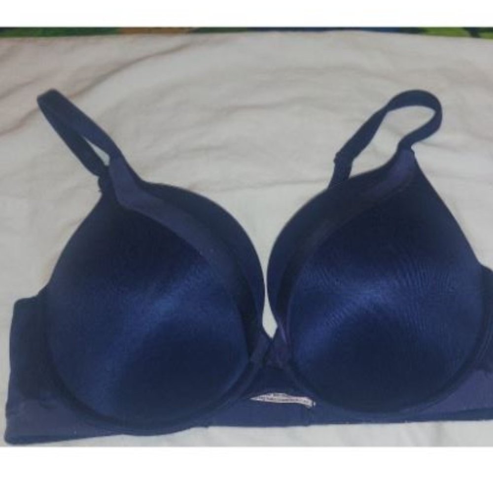 Victoria's Secret Blue Lace Perfect Shape Bra 34dd Euc - Gem